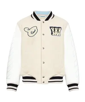Off-White Varsity Jacket With Star Logo - Cream
