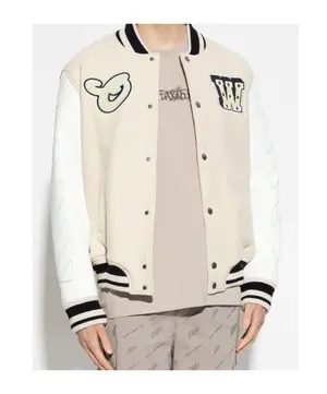 Off-White Varsity Jacket With Star Logo - Cream