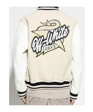 Off-White Varsity Jacket With Star Logo - Cream