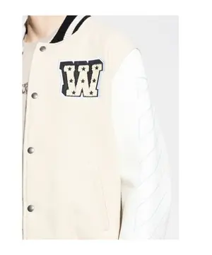 Off-White Varsity Jacket With Star Logo - Cream
