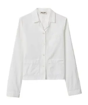 Miu Miu Cotton Poplin Shirt With Embroidered Logo