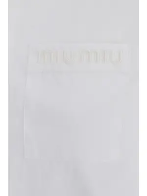 Miu Miu Cotton Poplin Shirt With Embroidered Logo