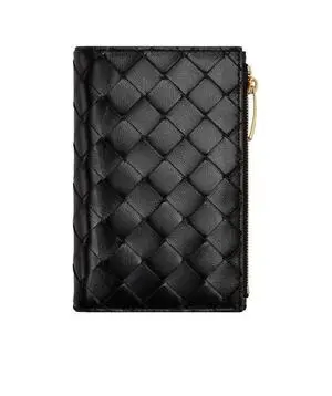 Bottega Veneta Intrecciato Bi-fold Zip Wallet - Black