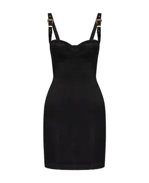 Versace Logo Denim Mini Dress