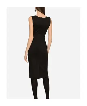 Dolce & Gabbana Sleeveless Logo Plaque Midi Dress