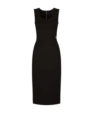 Dolce & Gabbana Sleeveless Logo Plaque Midi Dress - Black