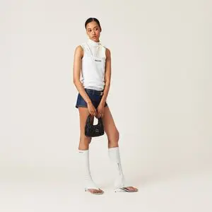 Miu Miu Wander Matelassé Logo Plaque Mini Hobo Bag - Black