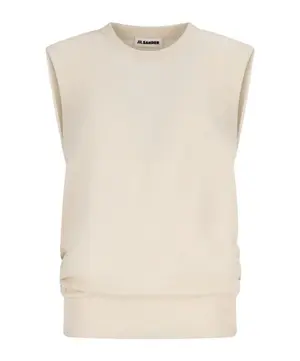 JIL SANDER Ribbed Knit Round Neck Tank Top