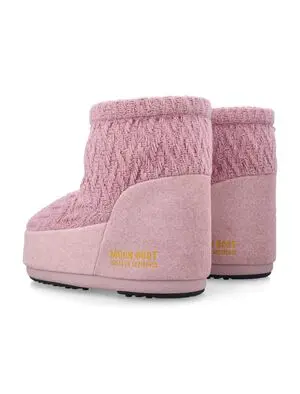 Moon Boot Knitted Panel Snow Boots - Pink