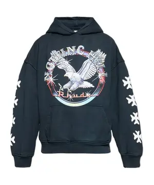 Rhude Eagle Graphic Star-embellished Hoodie - Black