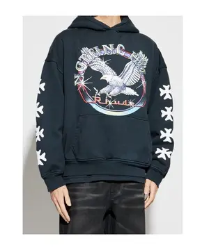 Rhude Eagle Graphic Star-embellished Hoodie - Black