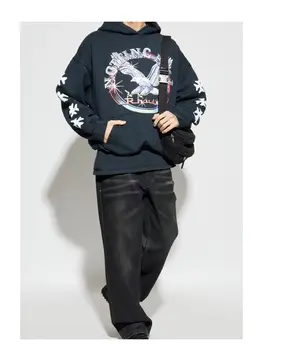 Rhude Eagle Graphic Star-embellished Hoodie - Black