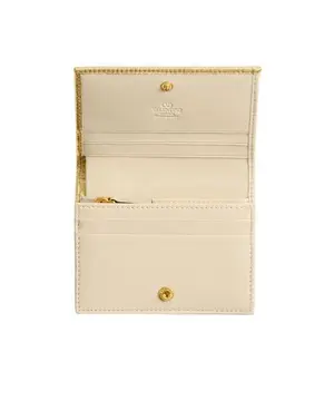 Valentino Garavani Vlogo Signature Laminated Grainy Calfskin Wallet - Bronze