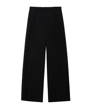 ANINE BING High-waisted Pleated Front Trousers - Black