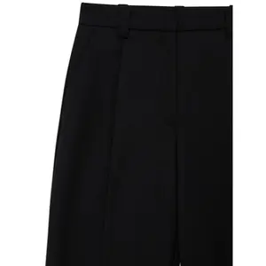 ANINE BING High-waisted Pleated Front Trousers - Black