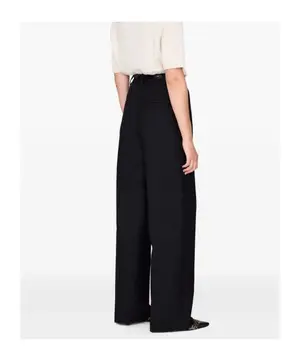 ANINE BING High-waisted Pleated Front Trousers - Black