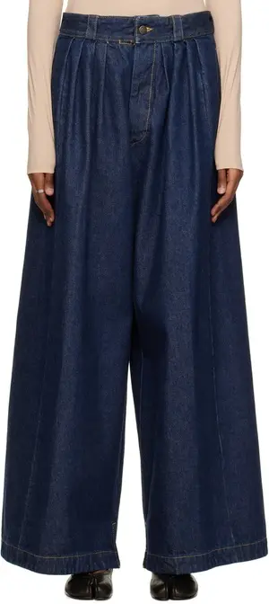 MAISON MARGIELA Wide-leg Pleated Jeans - Blue