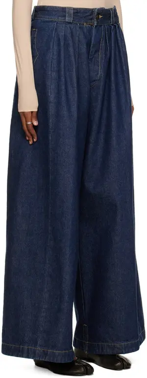 MAISON MARGIELA Wide-leg Pleated Jeans - Blue