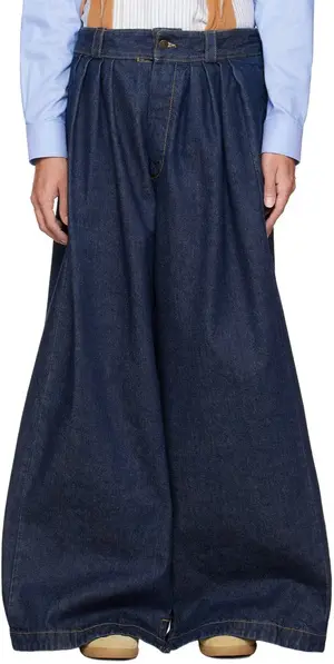 MAISON MARGIELA Wide-leg Pleated Jeans - Blue