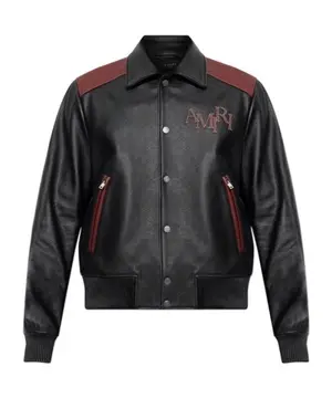 Amiri Logo-patch Leather Bomber Jacket