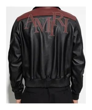 Amiri Logo-patch Leather Bomber Jacket