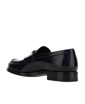 Prada Metal Triangle Logo Loafers - Black