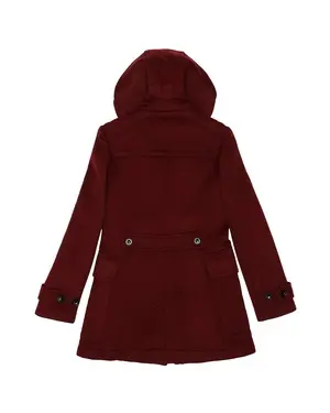 Burberry Hooded Overcoat With Horn Buckle Detailing - Red