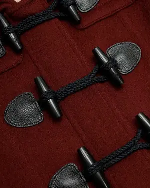 Burberry Hooded Overcoat With Horn Buckle Detailing - Red