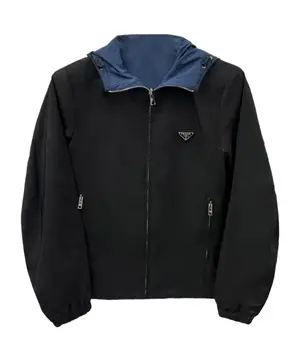 Prada Triangle Logo Hooded Zip-up Jacket