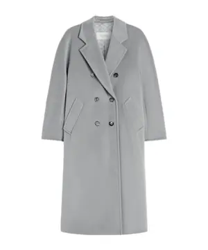 Max Mara Max Mara Madame Double-Breasted Belted Coat Light Gray