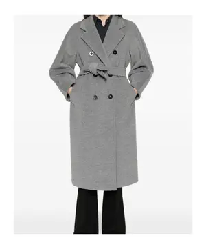 Max Mara Madame Double-breasted Belted Coat - Light Gray