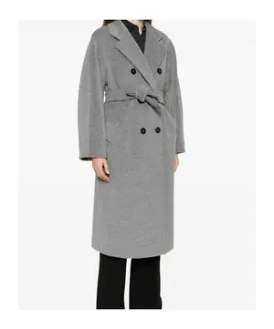 Max Mara Madame Double-breasted Belted Coat - Light Gray