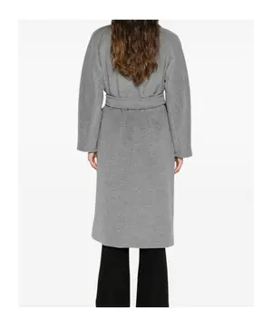 Max Mara Madame Double-breasted Belted Coat - Light Gray