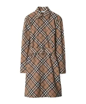 Burberry Checked Belted Shirt Dress