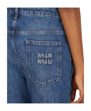 Miu Miu Straight Leg Jeans With Logo Detail
