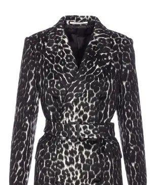 Tagliatore Double Breasted Leopard Print Coat