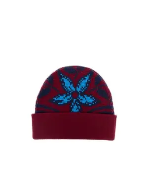 Etro Etro Knitted Beanie With Floral Pattern Burgundy Red