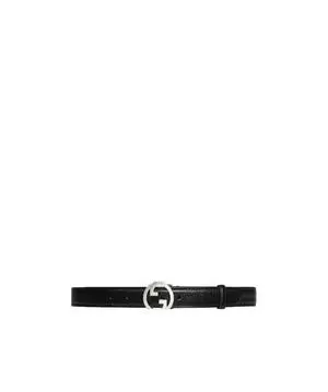 Gucci Monogram Plaque Leather Belt - Black