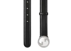 Gucci Monogram Plaque Leather Belt - Black