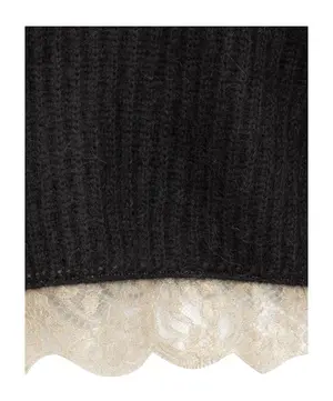 Fabiana Filippi Lace Trim Crewneck Jumper - Black