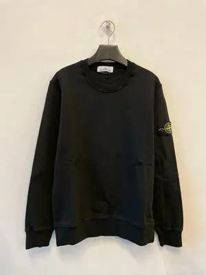 Stone Island Logo Patch Crewneck Sweatshirt - Black