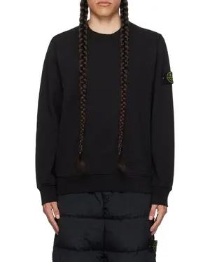 Stone Island Logo Patch Crewneck Sweatshirt - Black