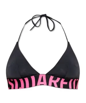 Dsquared2 Halterneck Bikini Top With Logo Detail - Black