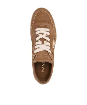Prada Downtown Suede Lace-up Sneakers - Cinnamon