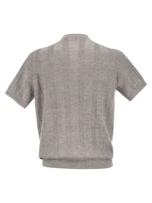 Brunello Cucinelli Henley Collared Knit Polo Shirt