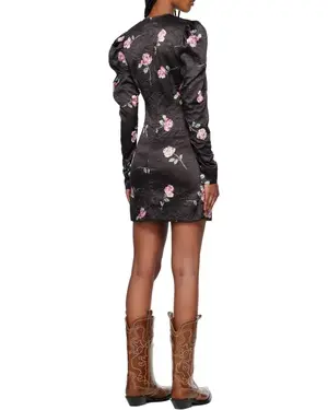 GANNI Floral Print V-neck Dress