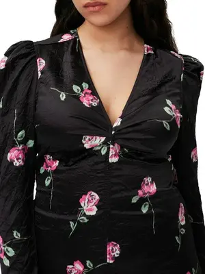 GANNI Floral Print V-neck Dress