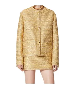 Valentino Garavani Tweed Sequined Jacket With Rivet Buttons