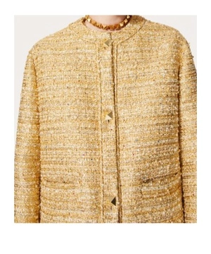 Valentino Garavani Tweed Sequined Jacket With Rivet Buttons