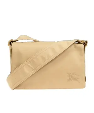 Burberry Logo Embroidered Trench Shoulder Bag - Sand Beige